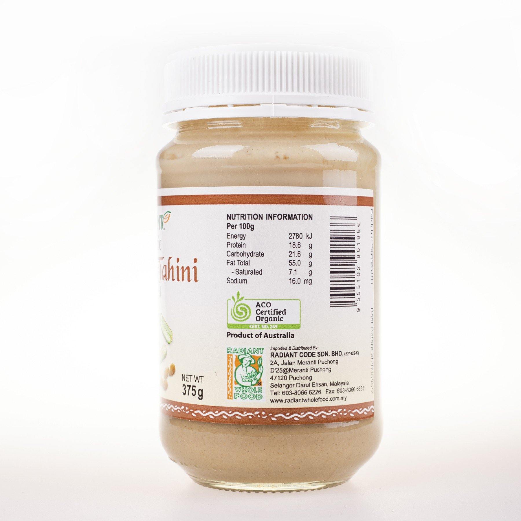 Radiant Organic Brown Tahini Unhulled | Radiant Whole Food | Organic ...
