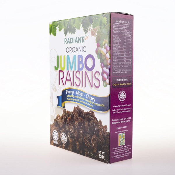 Radiant Organic Jumbo Raisins | Radiant Whole Food | Organic Food ...